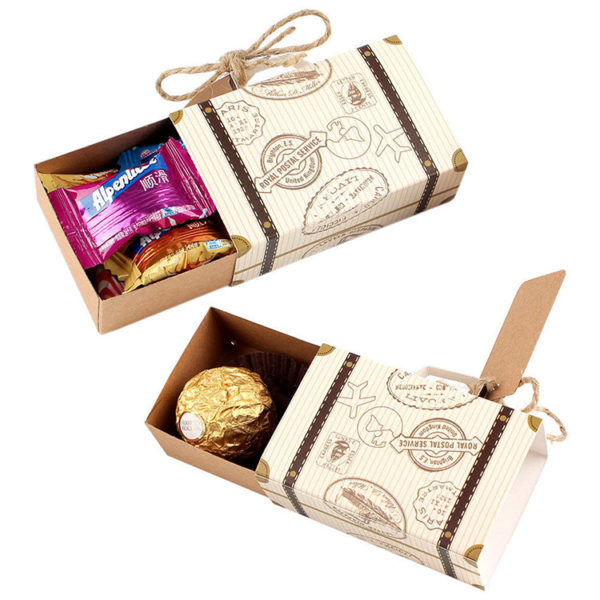 Candy paper box with hemp rope