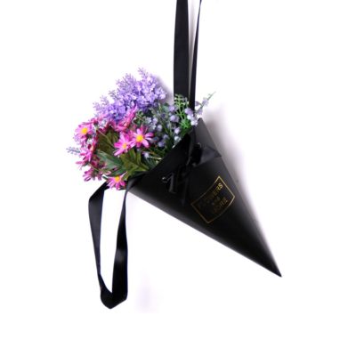 Handmade covered cardboard cone flower box