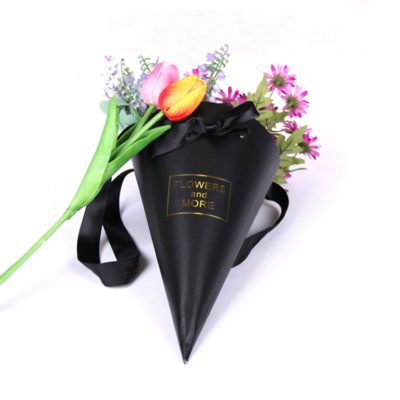 Handmade covered cardboard cone flower box