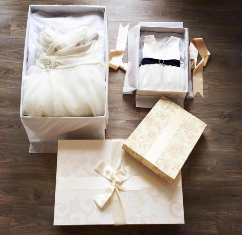 Elegant wedding dress packaging box with PVC window