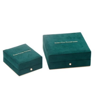 Custom elegant dark green velvet jewelry box