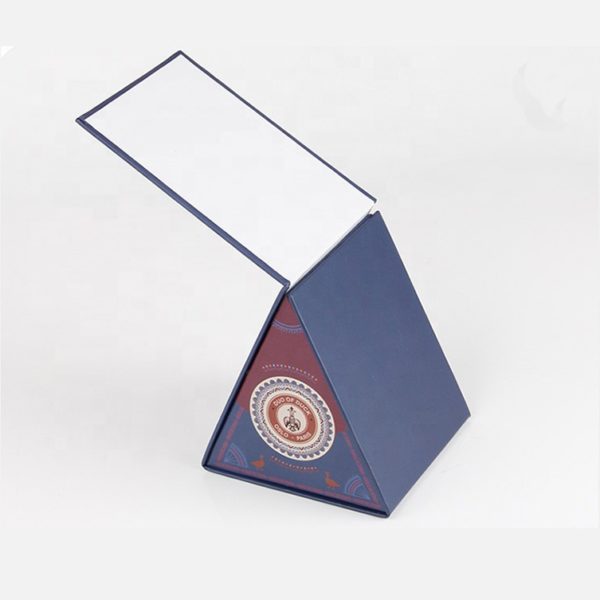 Gift packaging pyramid shaped solid cardboard triangle box