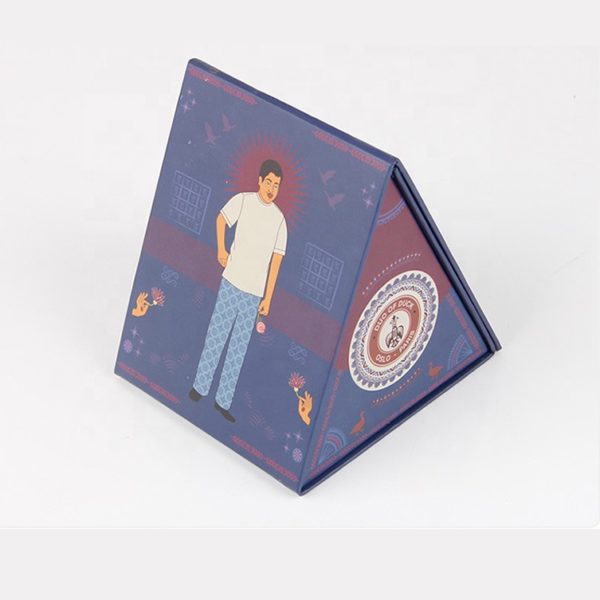 Gift packaging pyramid shaped solid cardboard triangle box